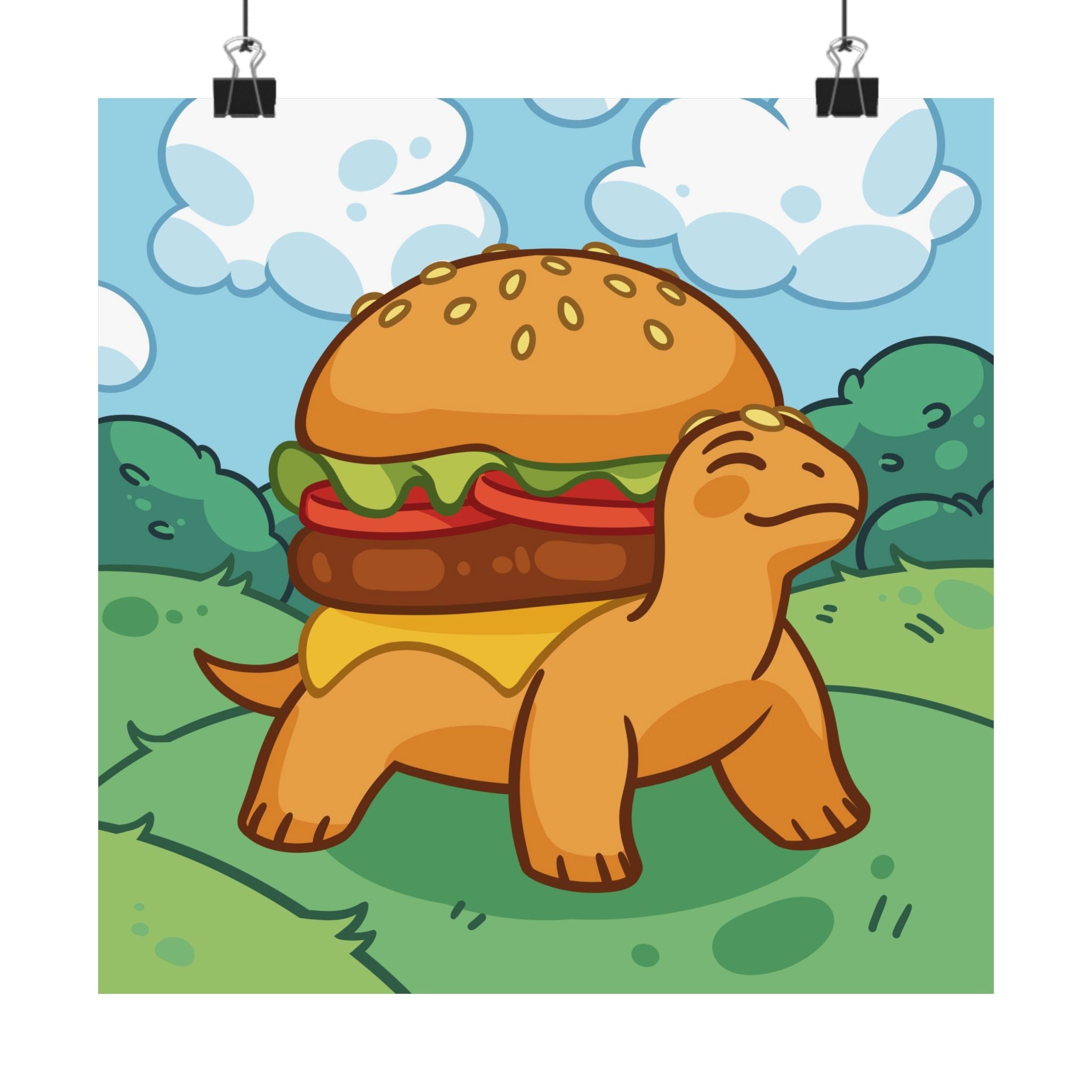Burger-Turtle Matte Vertical Poster | Bro-Mon Shop